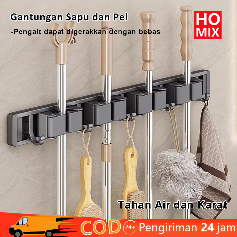 Jual HOMIX Gantungan sapu dan pel Stainless holder pel lantai peras ...