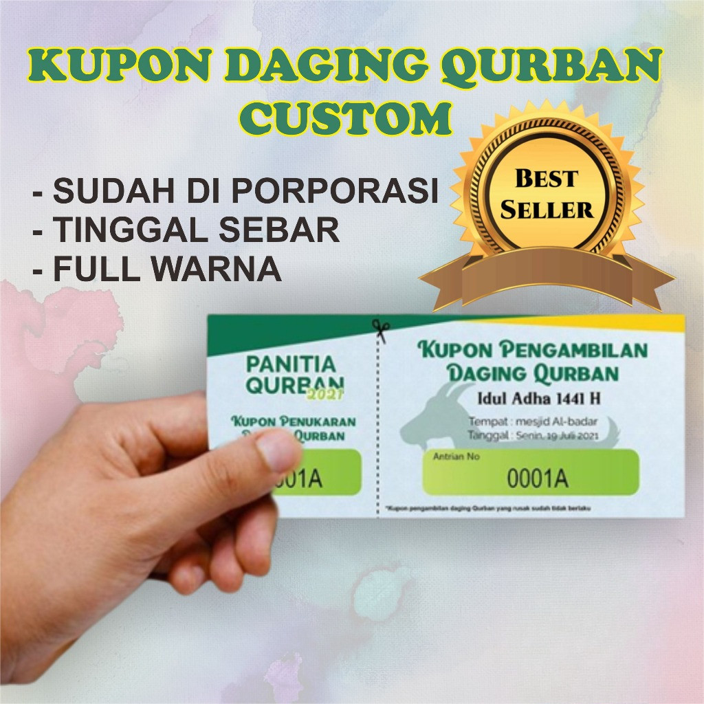 Jual kupon daging qurban custom kupon kurban tiket qurban tiket qurban zain grafika | Shopee ...