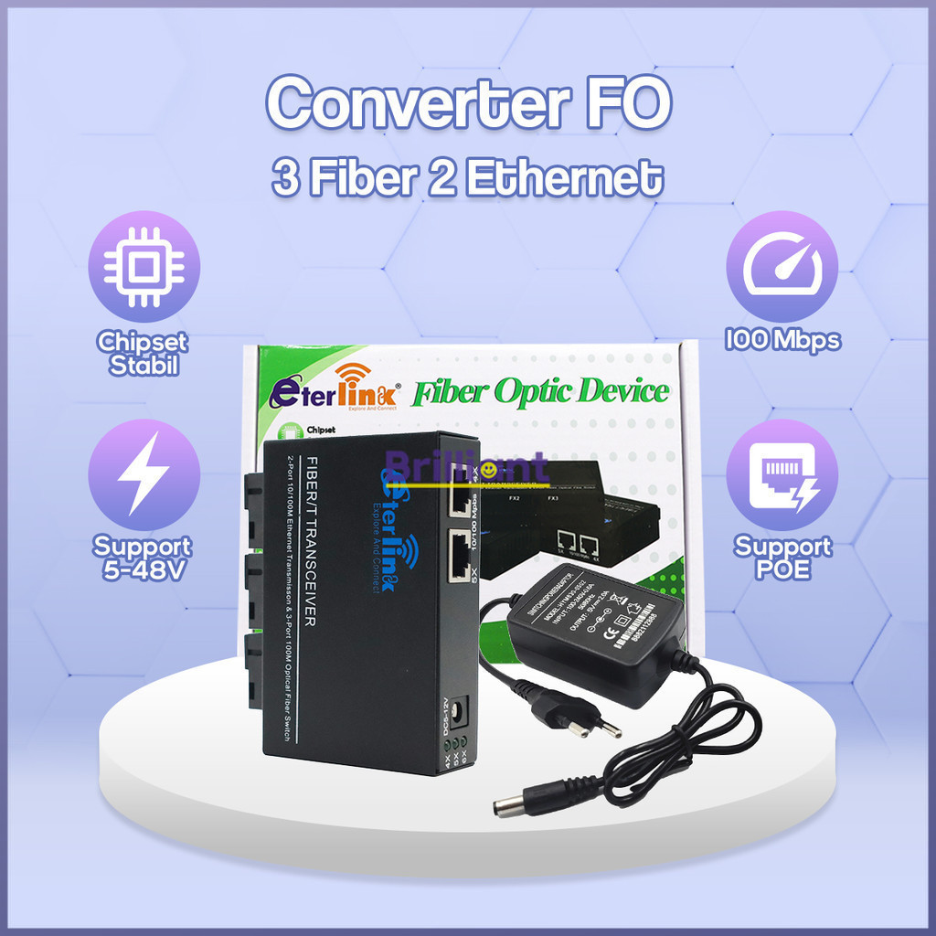 Jual 【SupportPOE】3F2E Fiber Optik Media Converter Single Mode 2 Rj45 ...
