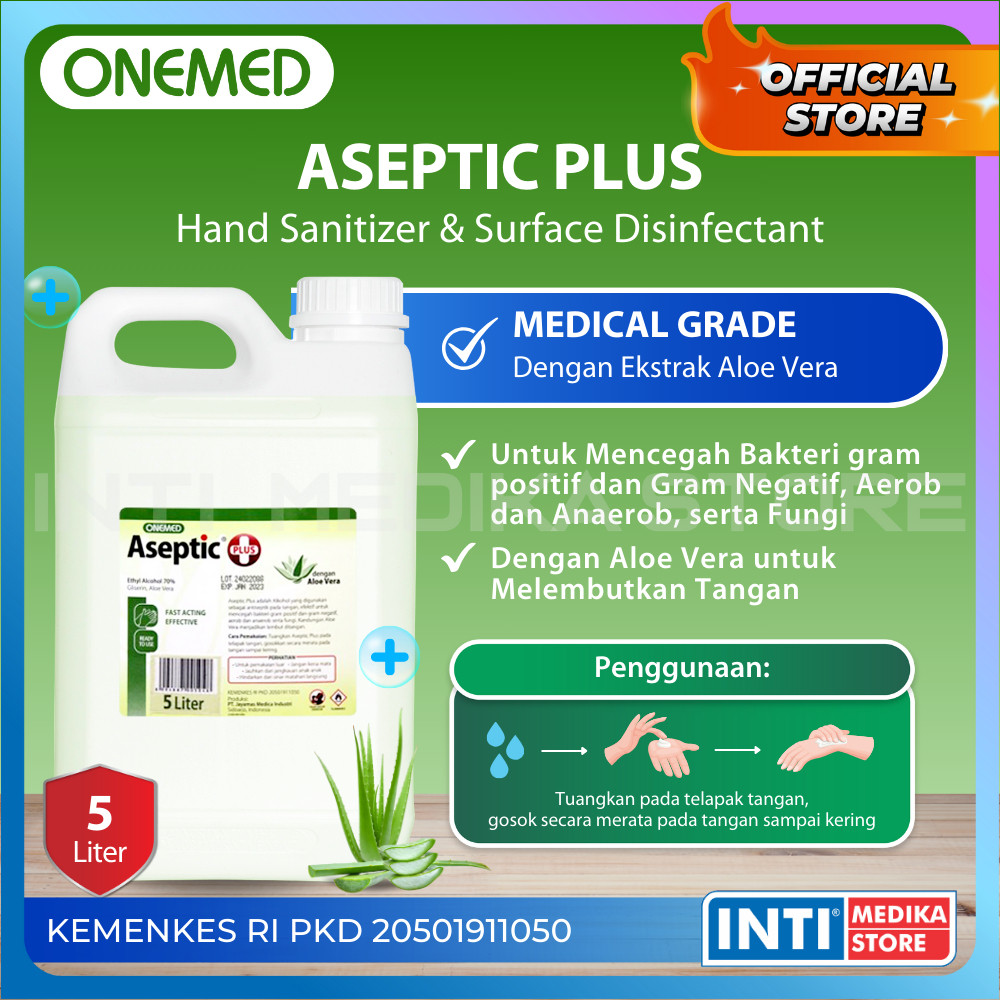 Jual NEW ONEMED - Aseptic Plus 5 Liter / Refill Hand Sanitizer With ...