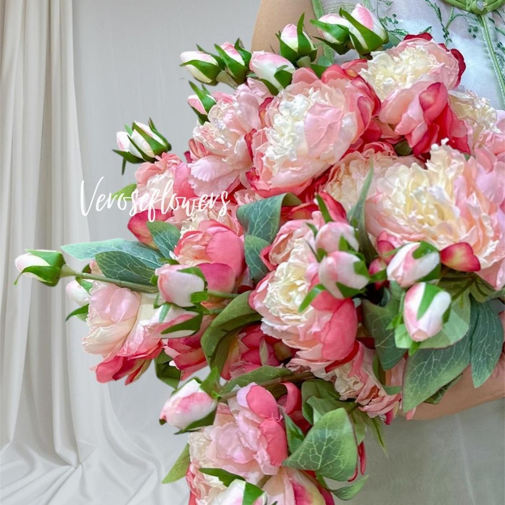 Jual Bunga Peony Gradasi Bunga Hias Premium Tangkai 61cm 4 Kuntum ...