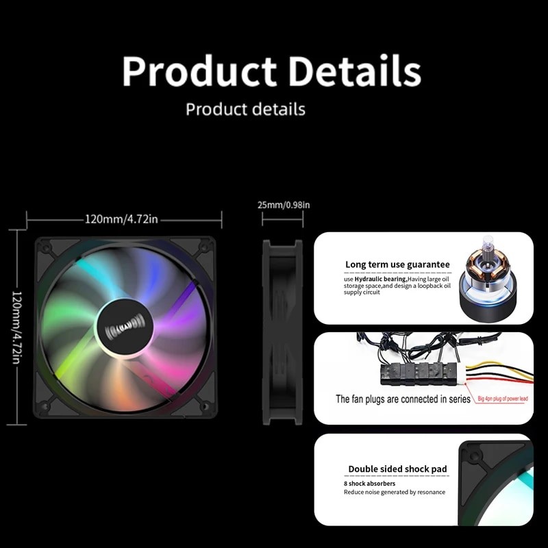 Jual PC Case Fan 120mm 12V RGB Cyclic Mirror Light Effect For Desktop ...