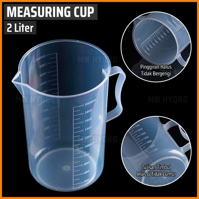 Jual Gelas Takar Ukur 2 Liter Measuring Cup Kapasitas Volume 2L 2000 mL 2000mL Bahan Plastik ...