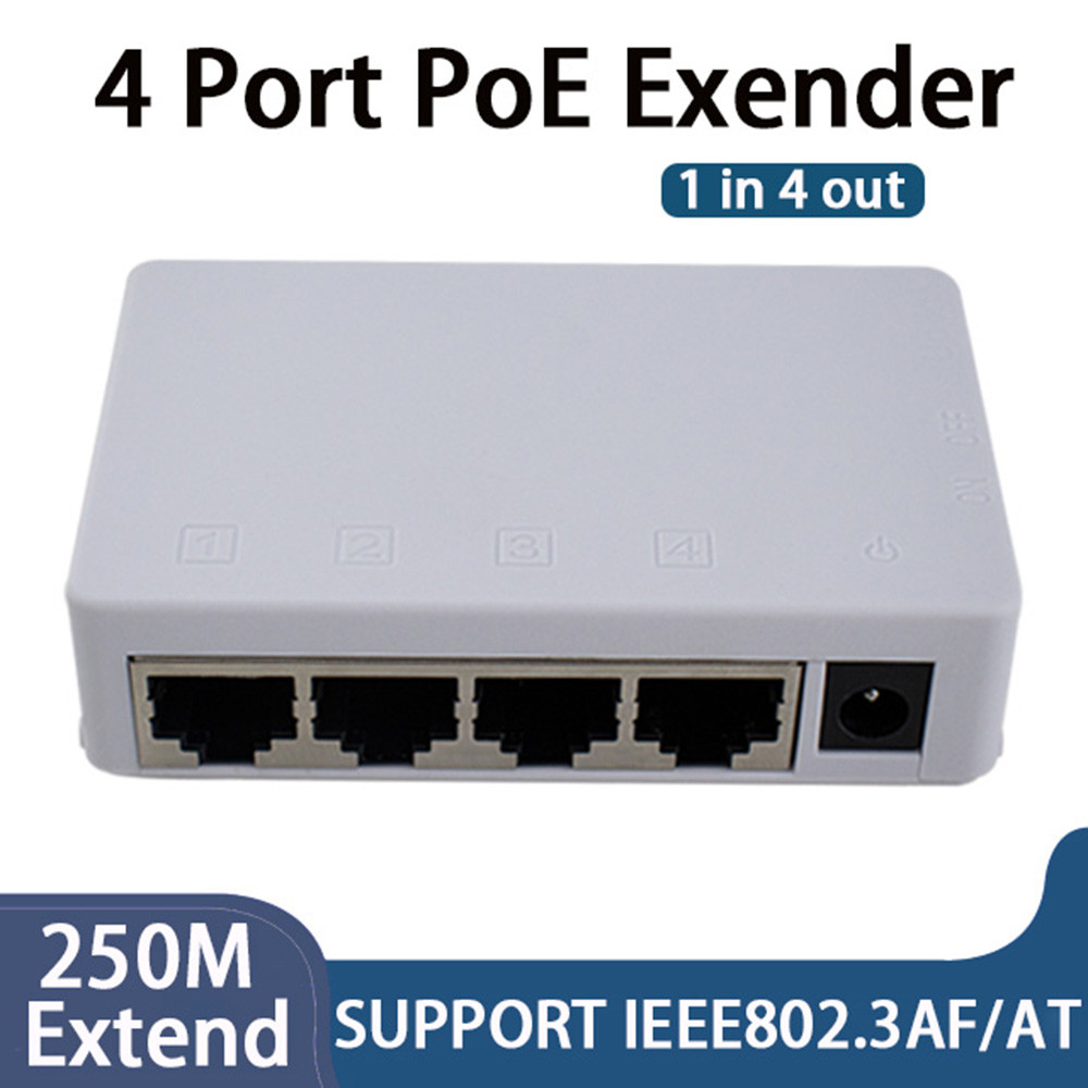 Jual Huitenda 4 Port POE Extender 100Mbps 1 in 4 Out 250 Meters Network Switch Repeater IEEE802 ...