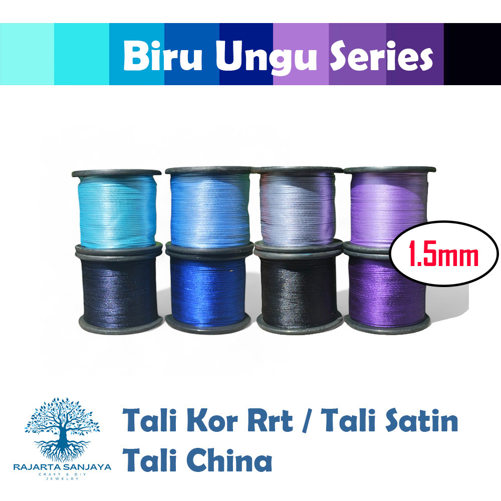 Jual Tali Satin Warna Biru Ungu Silver Hitam Series – Tebal 1mm ...