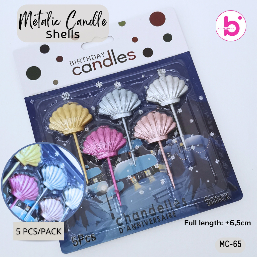 Jual Lilin Ultah Happy Birthday Metalic Candle Shells Stick (5 PCS ...