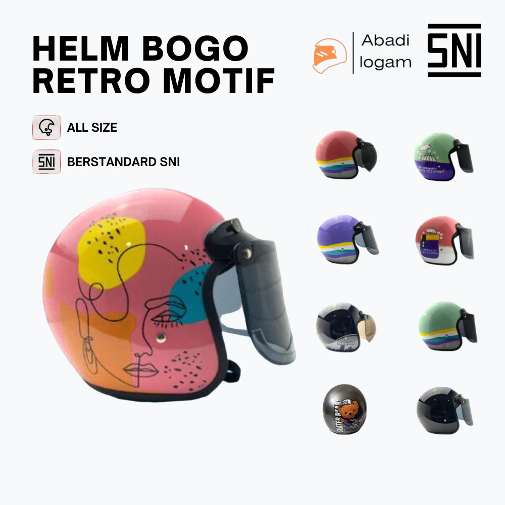 Jual Helm Bogo Dewasa Classic Retro Ori HDS Motif Lucu Klasik SNI-Aman & Stylish, All Size ...