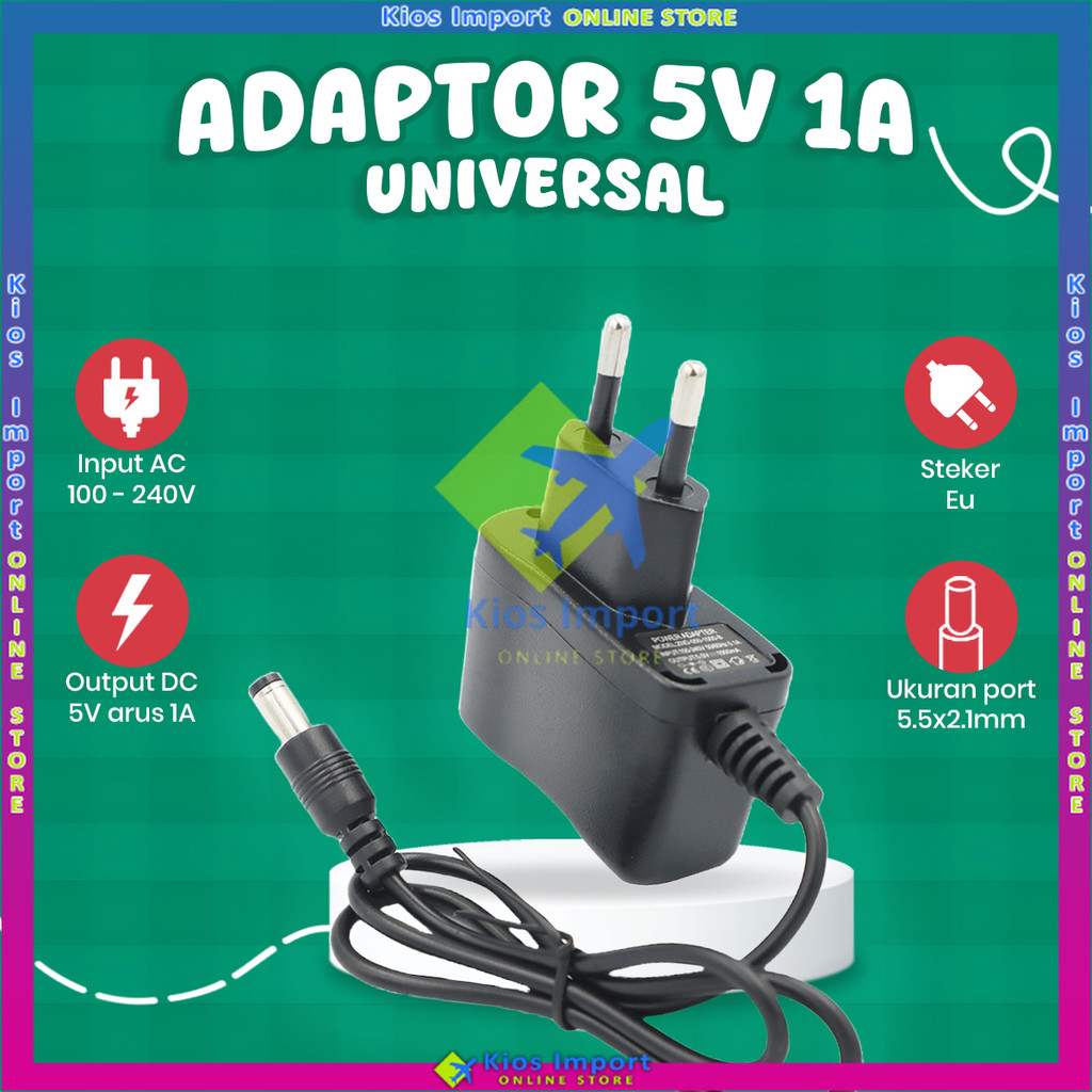 Jual [ TERLARIS ] Adaptor 5V-1A untuk power tambahan USB HUB 5 VOLT - 1 ...