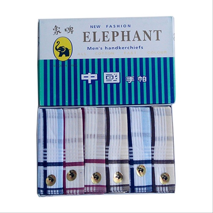Jual BEST SELLER 1 Pack = 6 Pcs Saputangan Pria Katun ELEPHANT [ GAJAH ...
