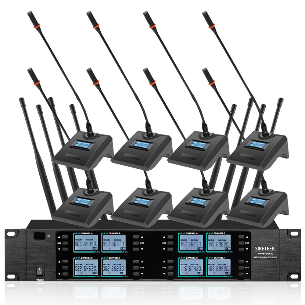 Jual UHF Wireless Microphone 8 Channel Gooseneck Desktop Conference ...