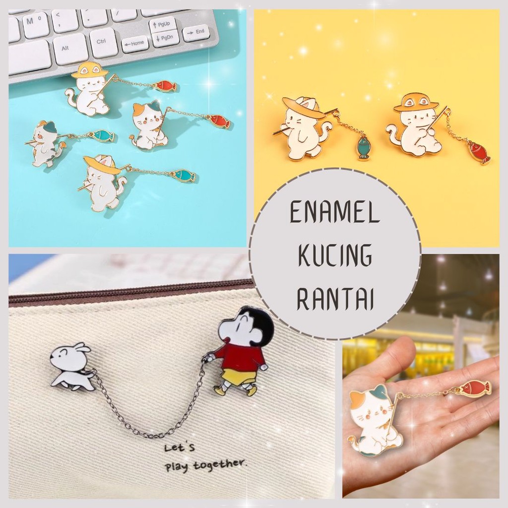 Jual Pin Enamel Emblem Metal Karakter Kucing Lucu Aesthetic GROSIR ...