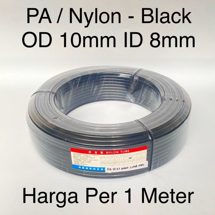 Jual Selang PA Nylon Tubing Hitam Black 10mm x 8mm OD 10mm ID 8mm Thickness 1mm Tube | PA10 ...
