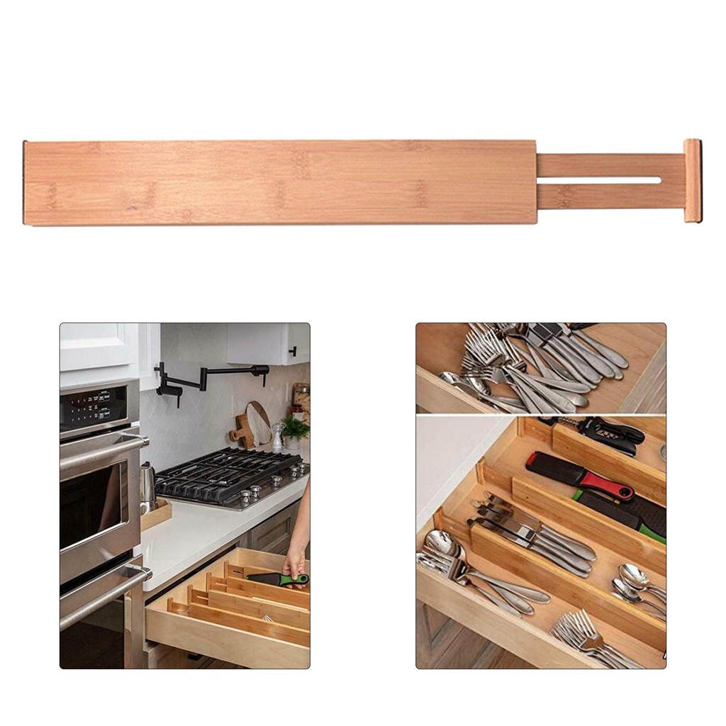 Jual Bamboo Drawer Dividers, 13 to 22 inches Expandable Wooden Drawer ...
