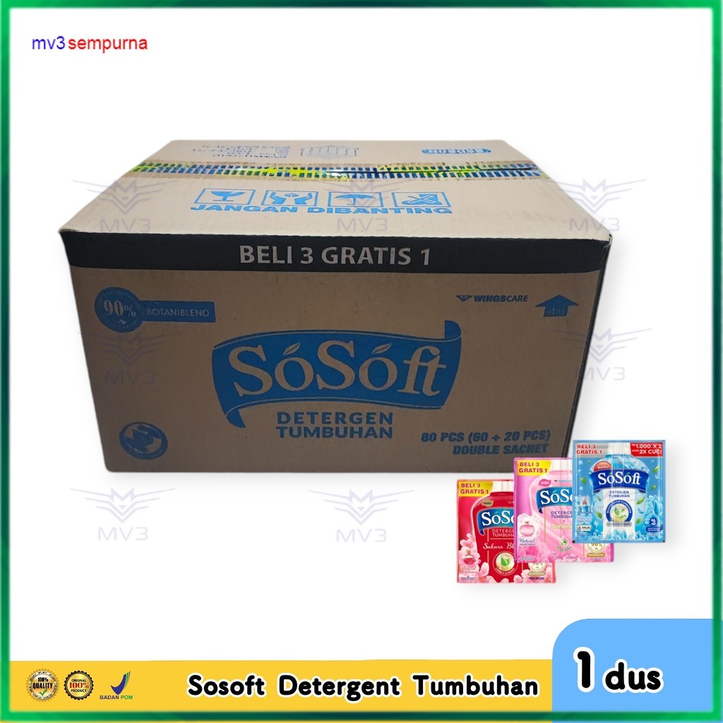 Jual SO SOFT Liquid Detergent Double Sachet 1 Dus Isi 10 Renceng 80 Sachet | Shopee Indonesia