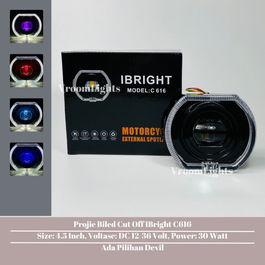 Jual TERSEDIA IBRIGHT Projie Biled Cut Off Tipe C616 4.5 Inch Body Hitam Lampu Motor Mobil ...