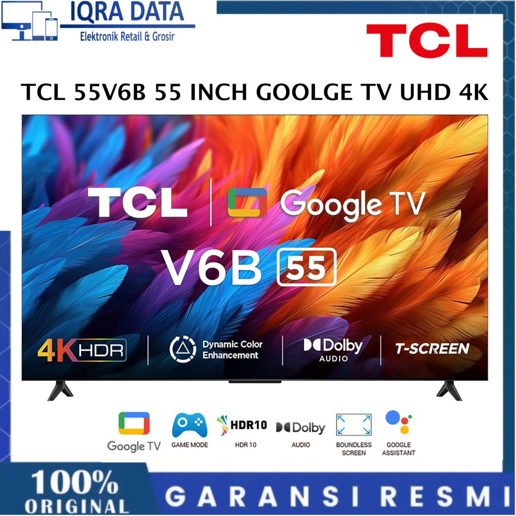 Jual TCL 55 Inch 4K UHD Google TV 55V6B - Dolby Audio - HDR10 - AiPQ ...