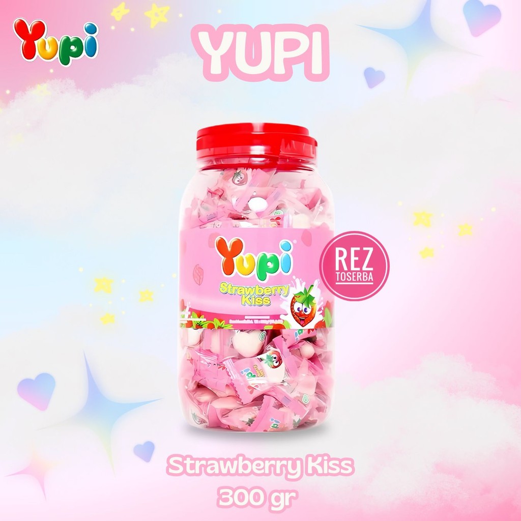 Jual YUPI KISS STRAWBERRY TOPLES/JAR 300g | Yupi Pink Love | Shopee ...