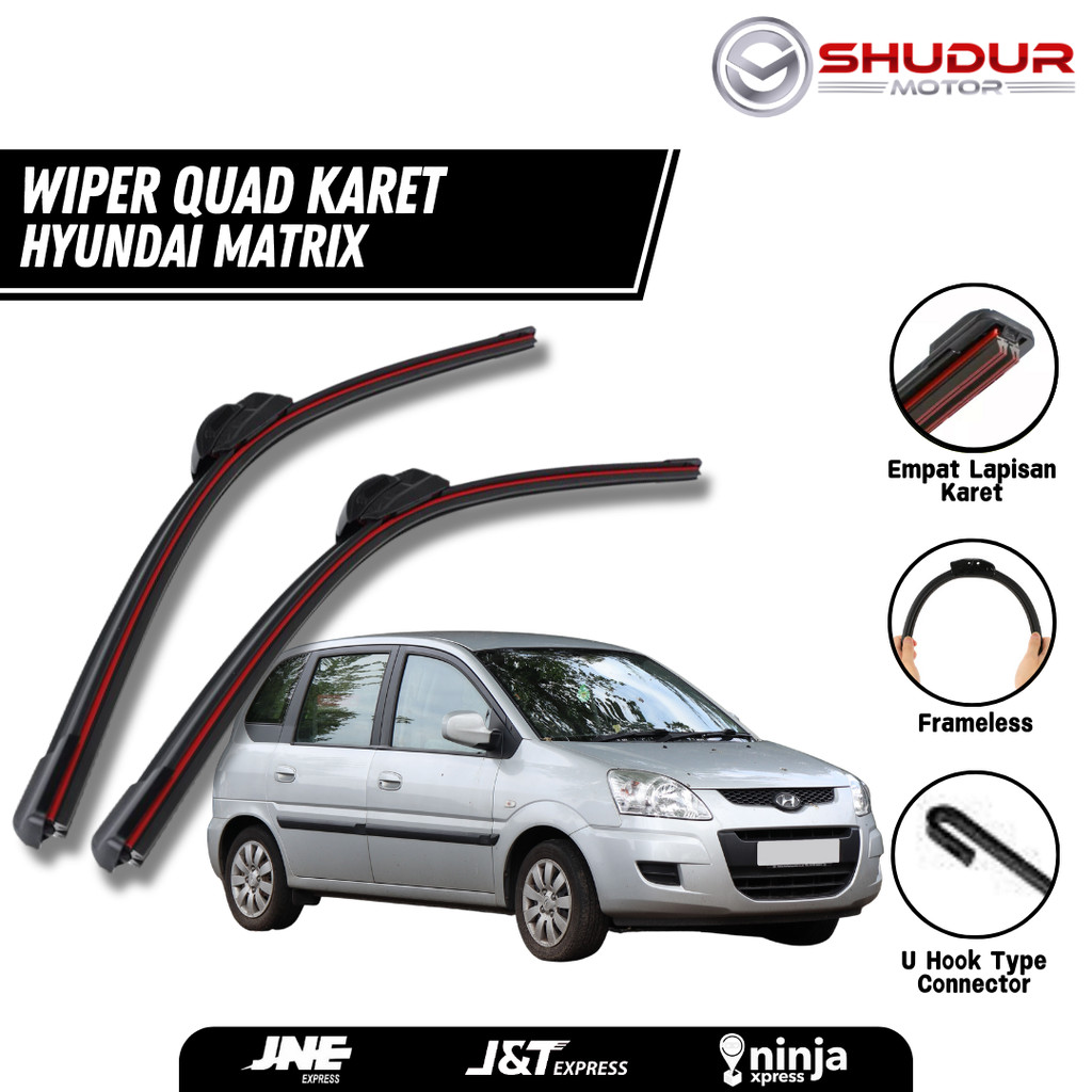 Jual Wiper Mobil Quad Blade Hyundai Matrix Frameless 1 Set Kiri dan ...