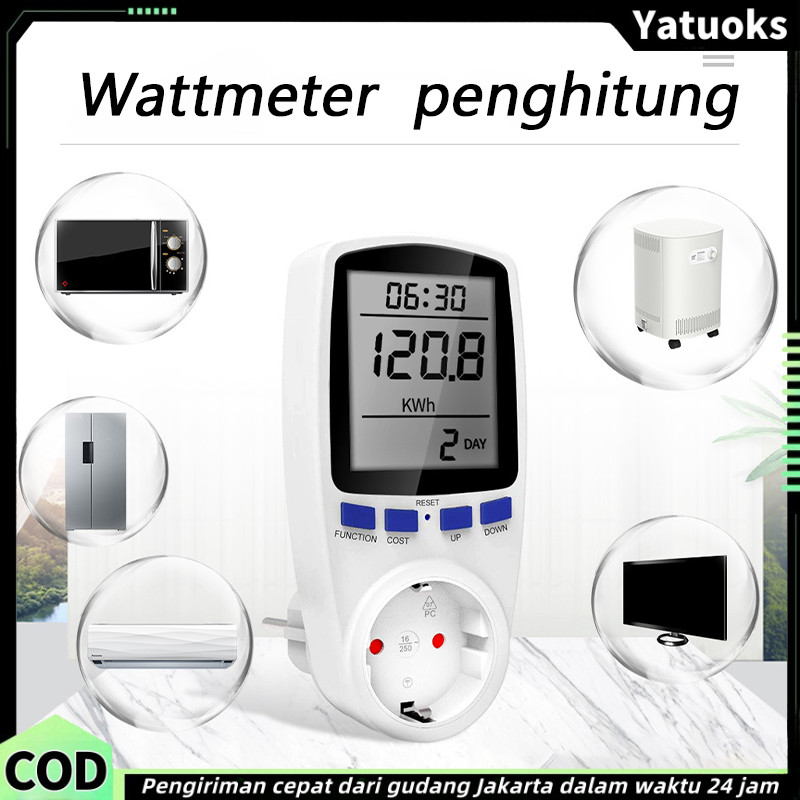 Jual Wattmeter penghitung / Watt Meter Stop Kontak / Pengukur Daya Listrik Wattmeter KWH Volt ...