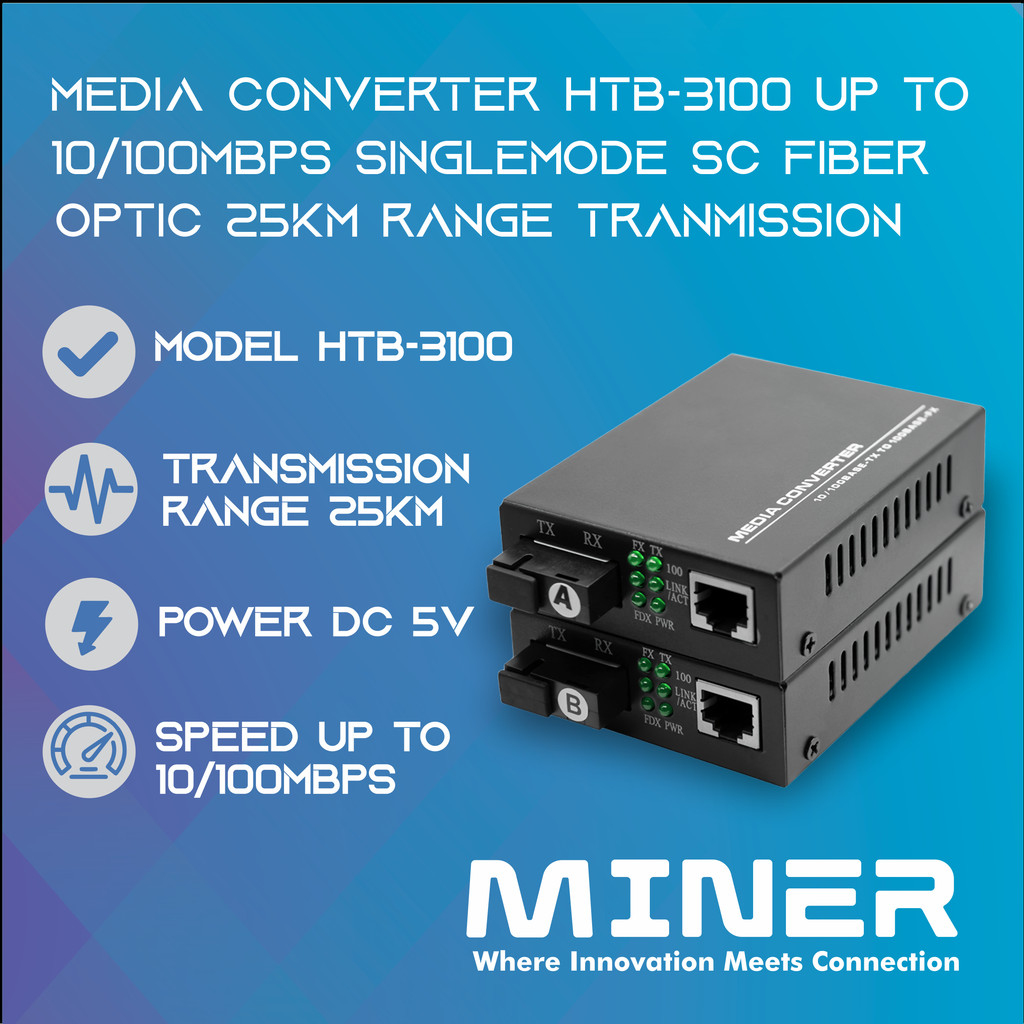 Jual Media Converter HTB-3100 Netlink Up To 10/100Mbps Singlemode SC ...