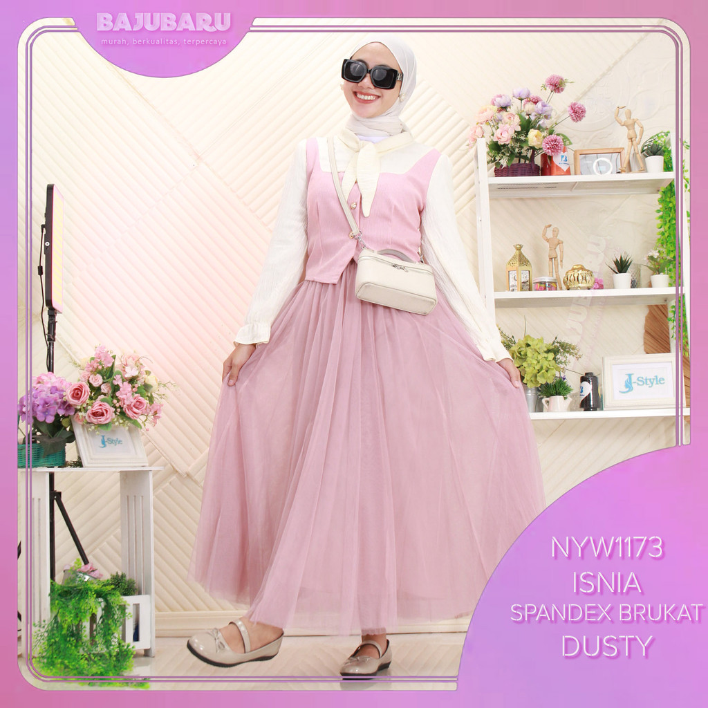 Jual Isnia Rok Tutu Panjang Tile Brokat Full Furing | Shopee Indonesia