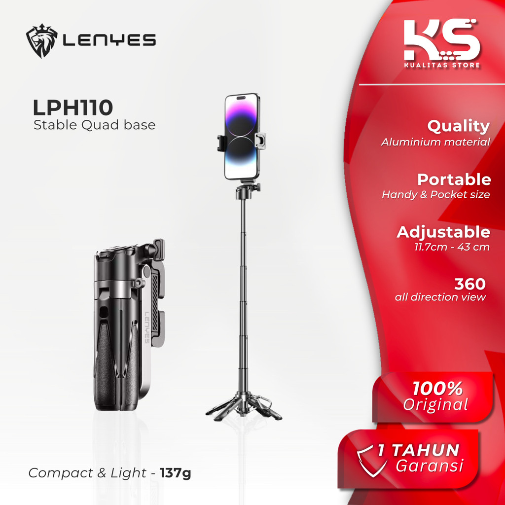 Jual LENYES LPH110 Super Mini Tongsis Tripod Stick Selfie Vlog with LED ...