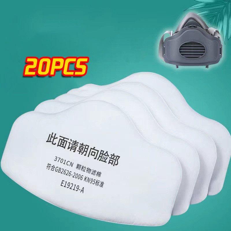 Jual 20pcs 3M 3701CN Cotton Filter Masker Respirator 3701CN 143*83MM | Shopee Indonesia