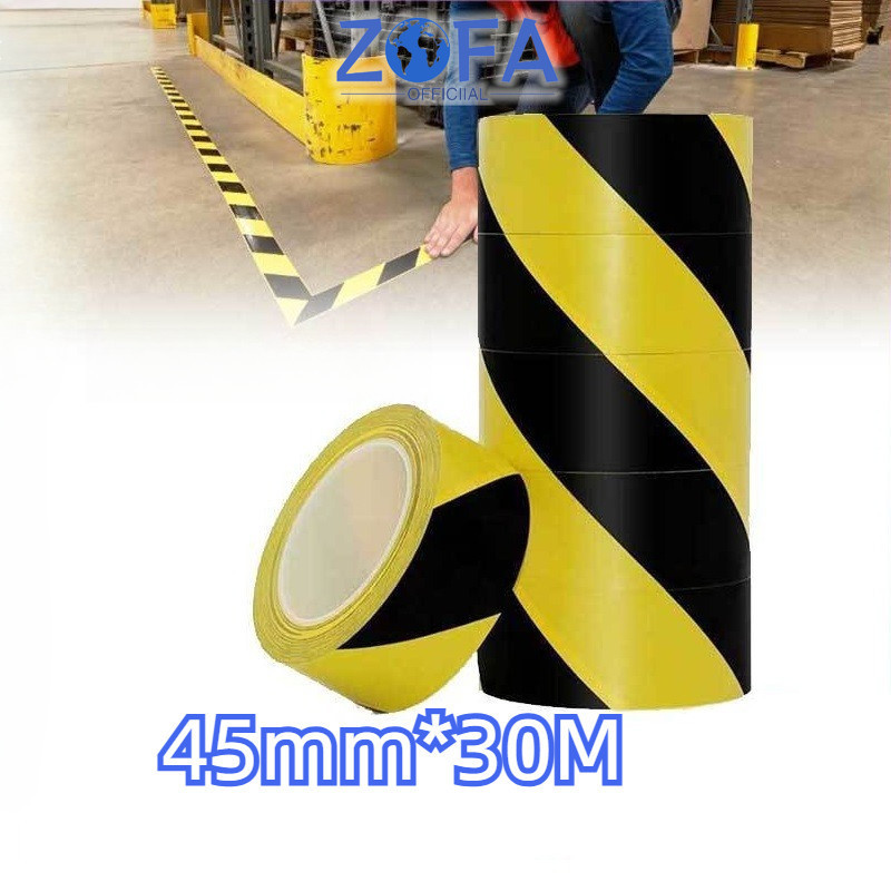 Jual 45mmx33M Police Line Lakban Lantai Kuning Hitam Safety Line Floor Marking Warning Tape ...