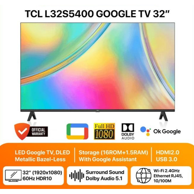 Jual TCL 32S5400 LED Smart Google TV 32 Inch HD HDR 10 Android | L32S5400 - Garansi Resmi 32S ...
