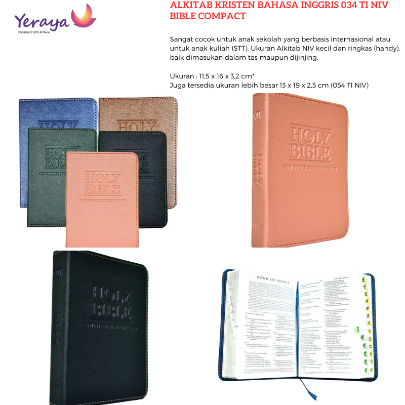 Jual Alkitab Kristen Bahasa Inggris 034 054 TI NIV Bible Compact Buku ...