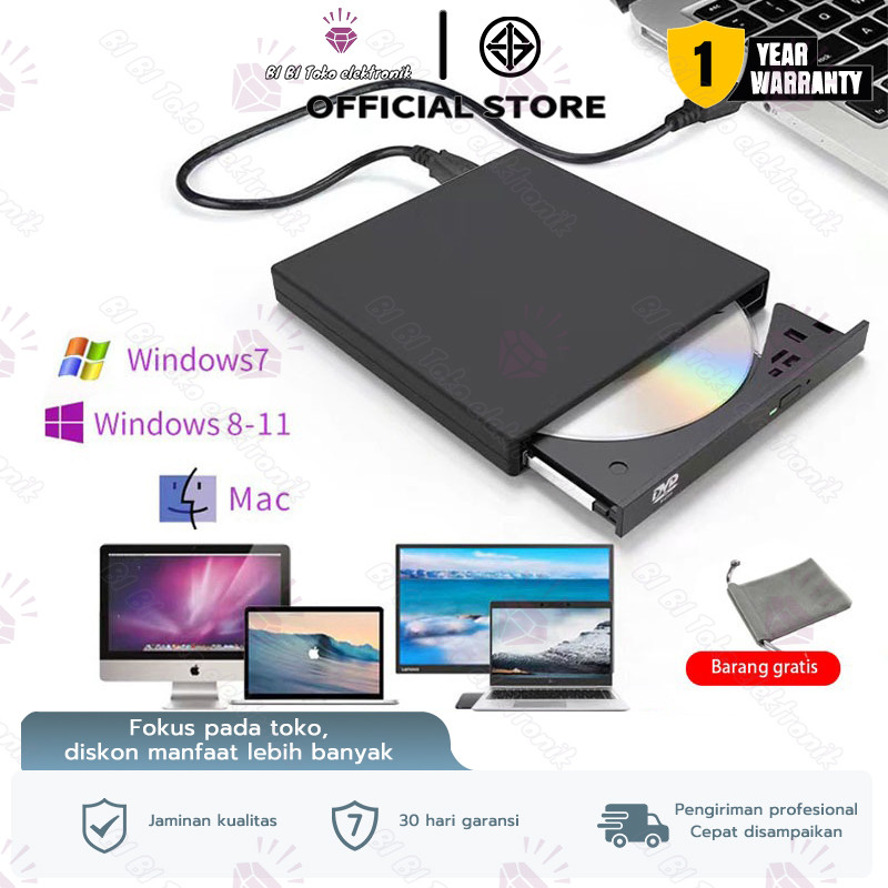 Jual External DVD Drive Slim Portable Optical Drive Writer Burner Rewriter CD ROM Drive Untuk PC ...