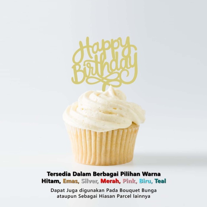 Jual RZ99 Cup Cake Topper HBD MINI E - Topper Kue Happy Birthday ...