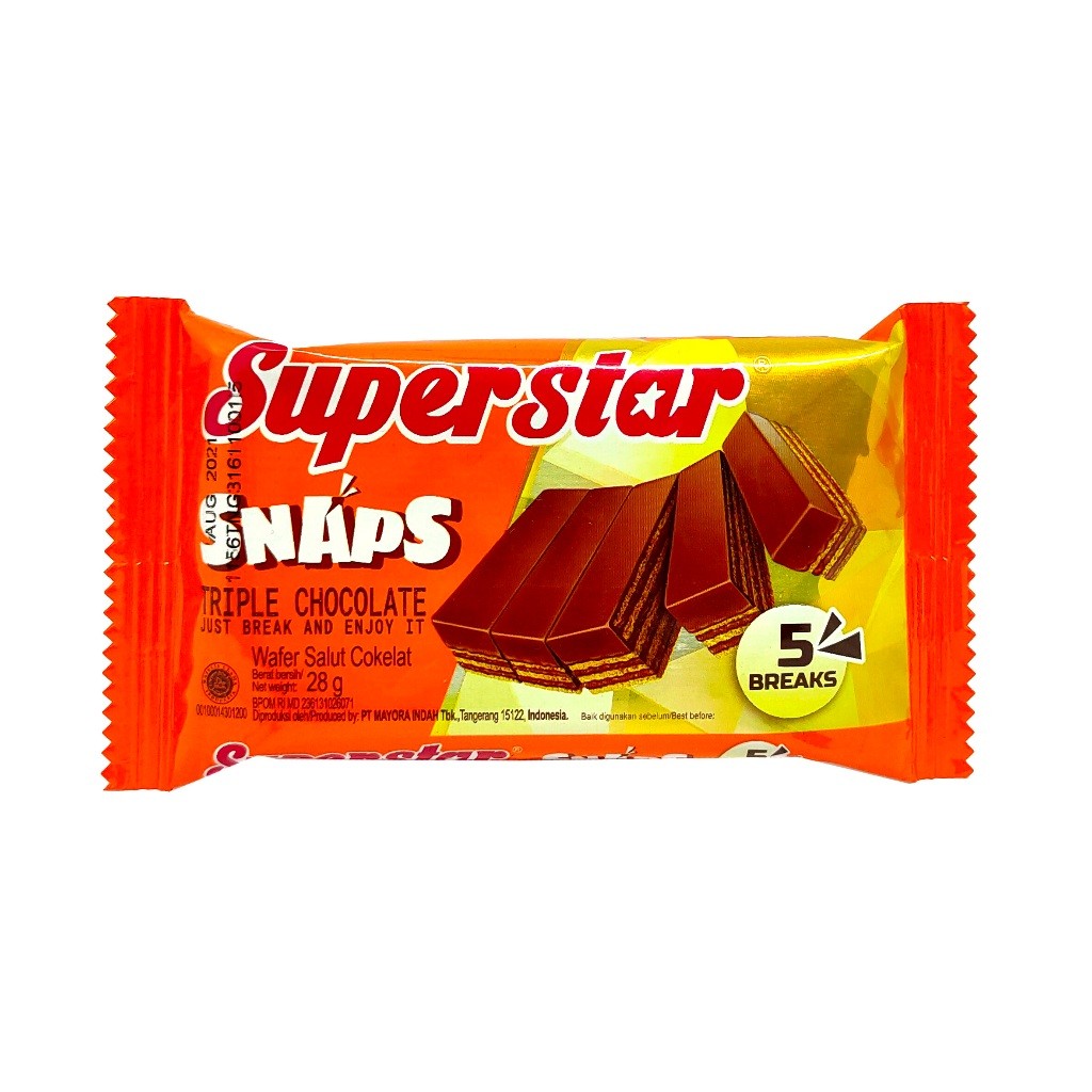 Jual SUPERSTAR SNAPS 28 GRAM TRIPLE CHOCOLATE BISKUIT WAFER KUE CEMILAN ...