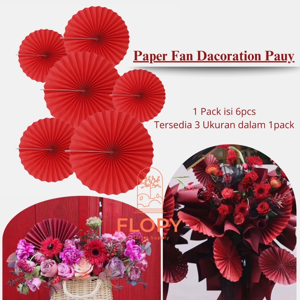 Jual [ 6 Pcs ] Paper Flower Fan Decoration Pauy / Dekorasi Kipas Flower ...