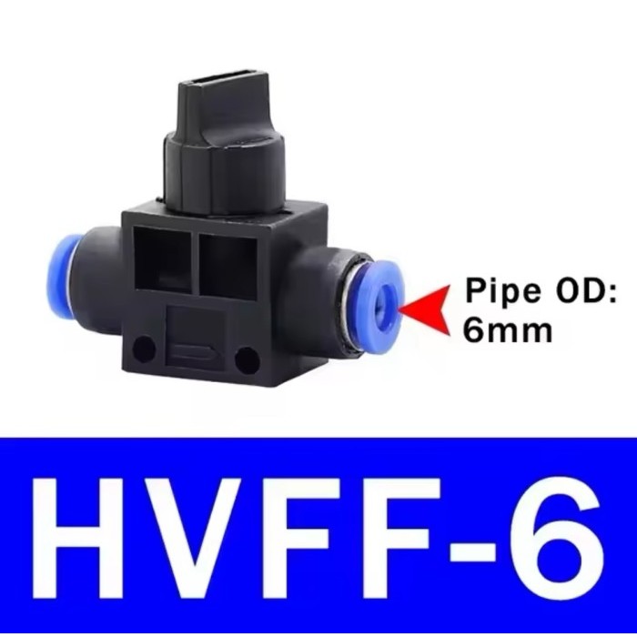 Jual HVFF-6 HVFF 6 mm Stop Valve Selang 6mm Pneumatic Air Manual Valve Pneumatic Push In Quick ...