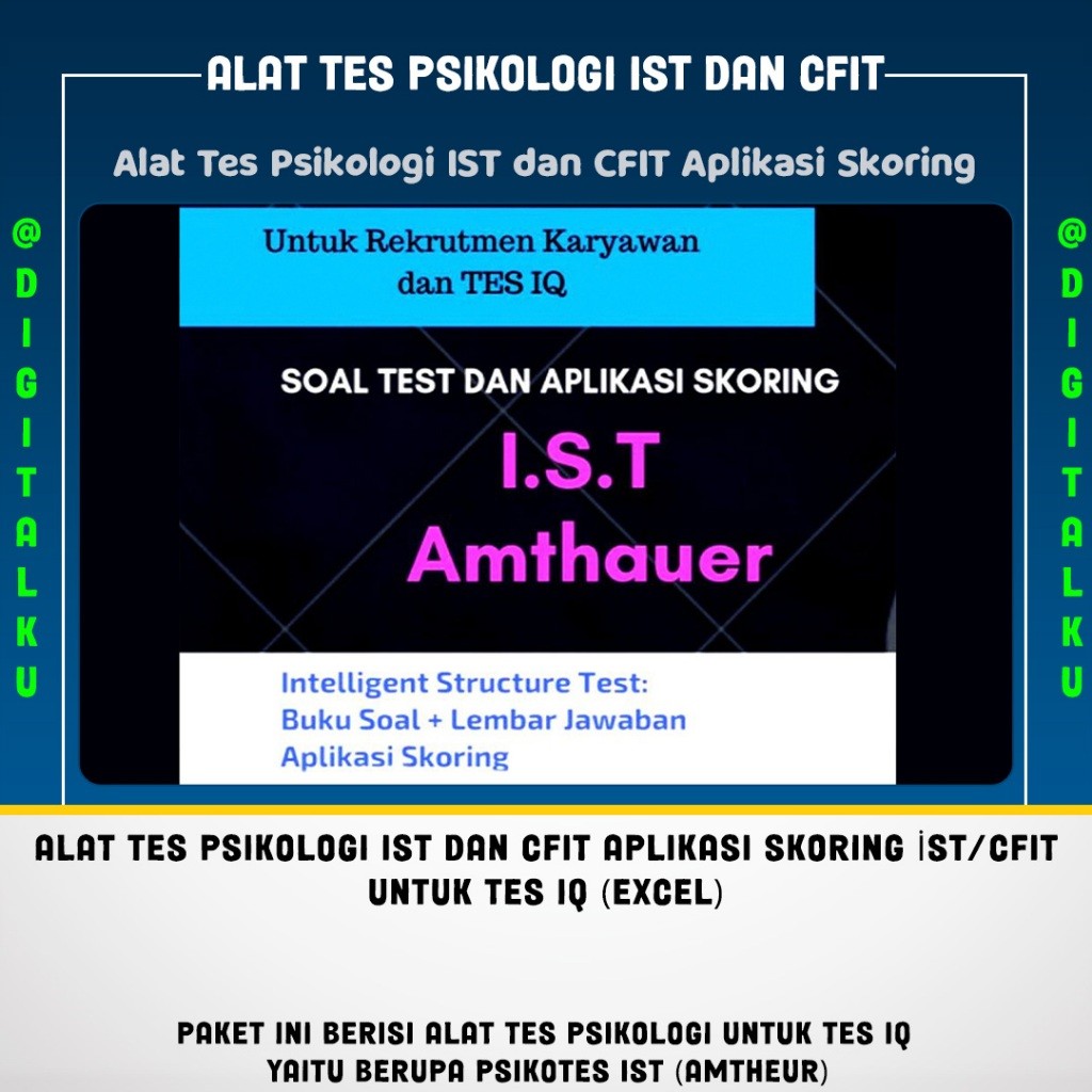 Jual Alat Tes Psikologi IST dan CFIT Aplikasi Skoring İST/CFIT untuk ...