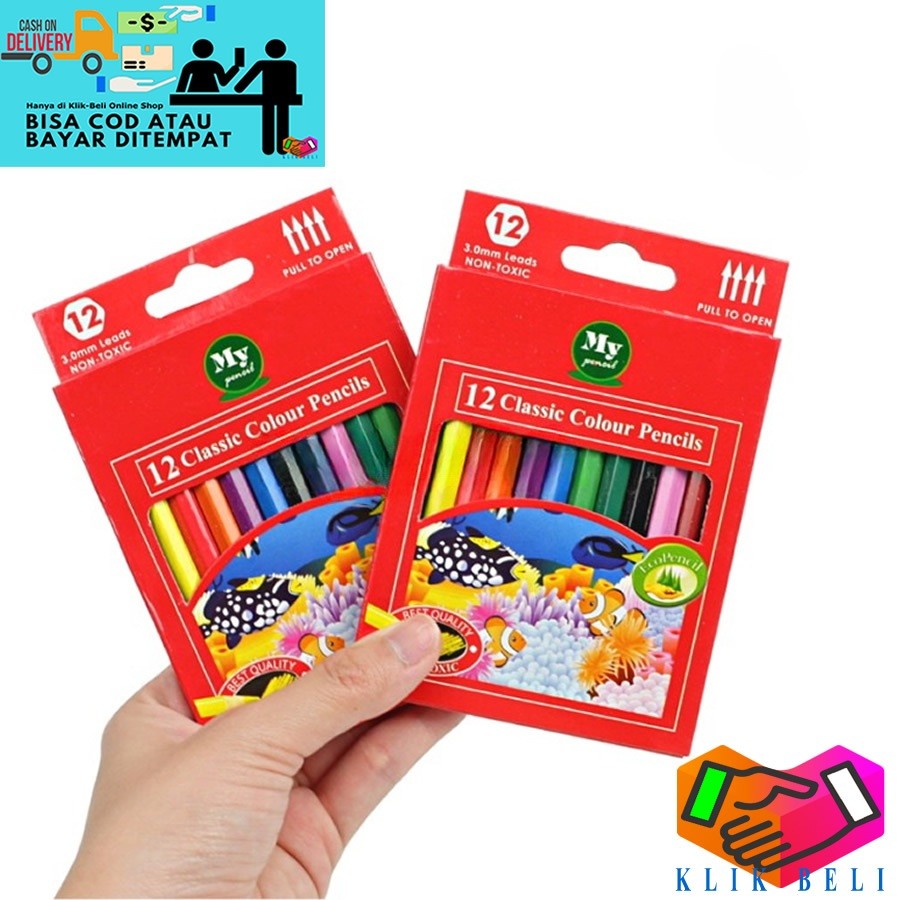 Jual Pensil 12 Warna Pendek MY PENCIL 12 Classic Color Pencil Coloring ...