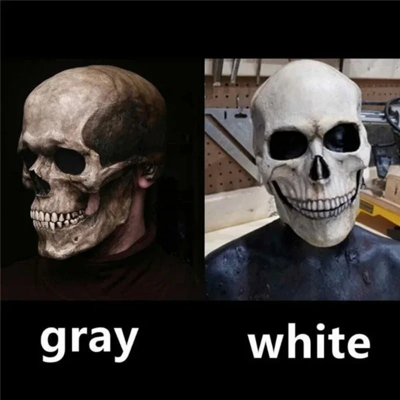 Jual Full Head Skeleton Mask Adult Anonymous Halloween Mask Mouth ...