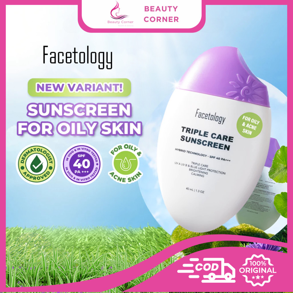 Jual Facetology Triple Care Sunscreen For Acne & Oily Skin SPF 40 PA ...