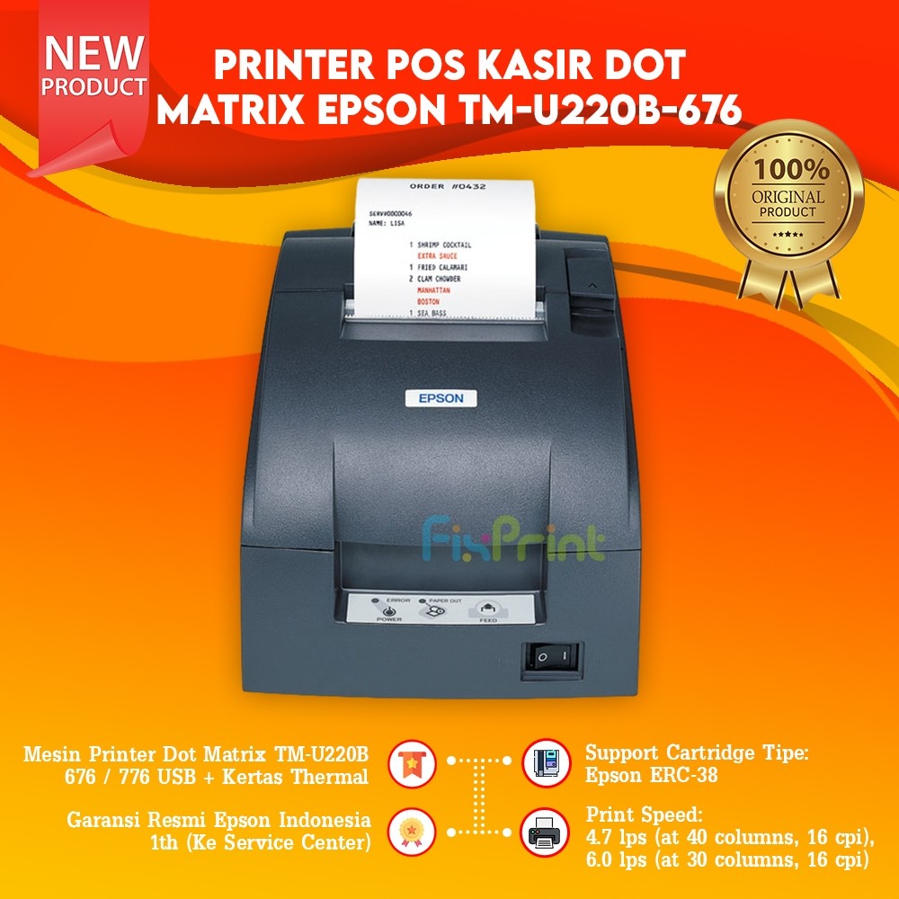Jual PRINTER DOT MATRIX EPSON TMU220 D - TM 220 D - 220D ( MANUAL ...