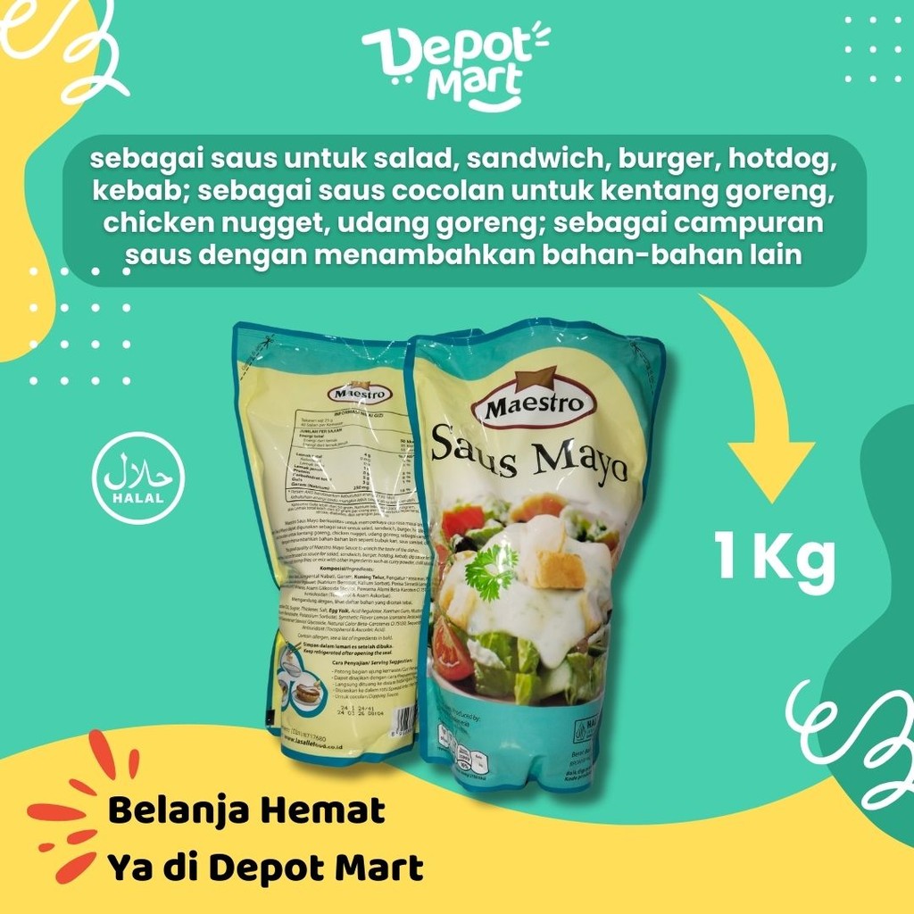 Jual Maestro Saus Mayo 1kg - Mayones Mayonese - Depot Mart | Shopee ...