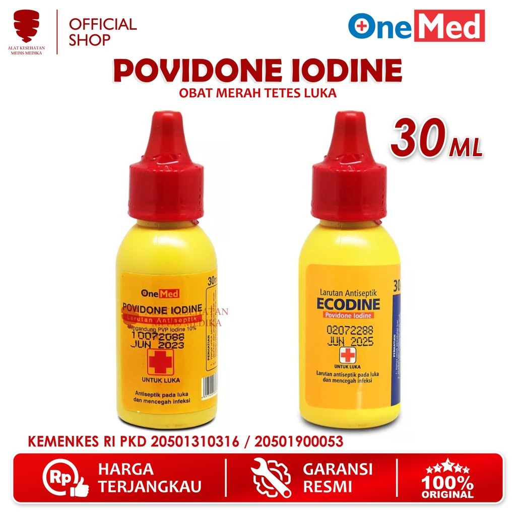 Jual OneMed Ecodine Povidone Iodine 30 ml Obat Luka Merah Sejenis Betadine Medis | Shopee Indonesia