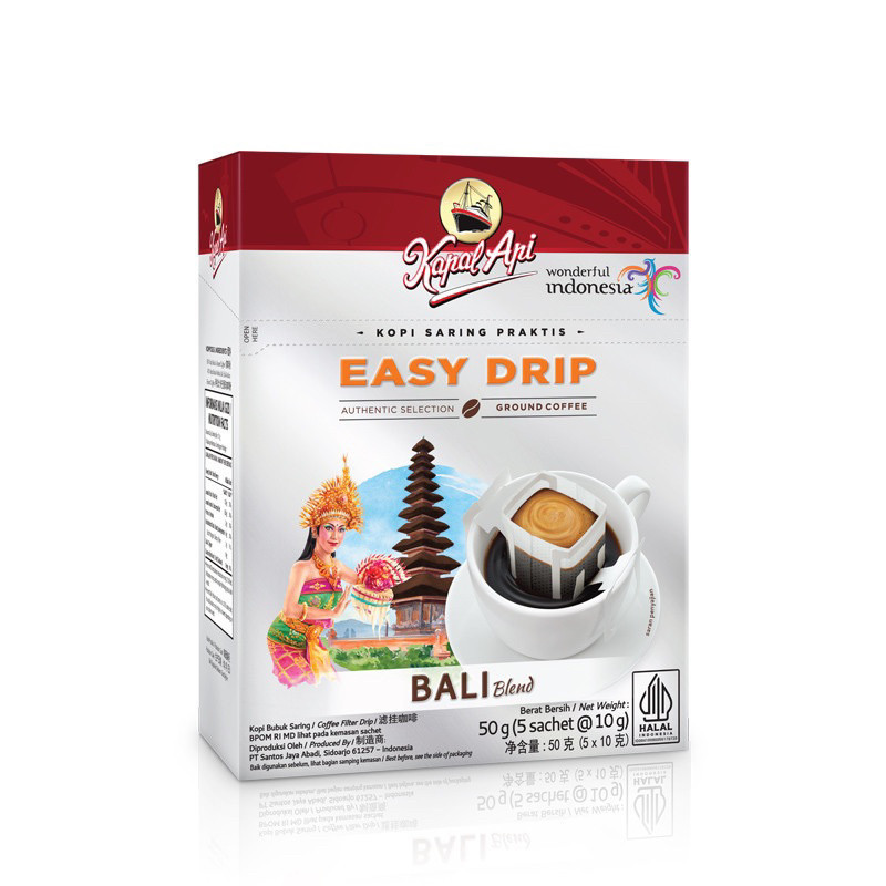 Jual Kapal Api Easy Drip Kopi Bali Blend 5 Sachet x 10 gr | Shopee ...
