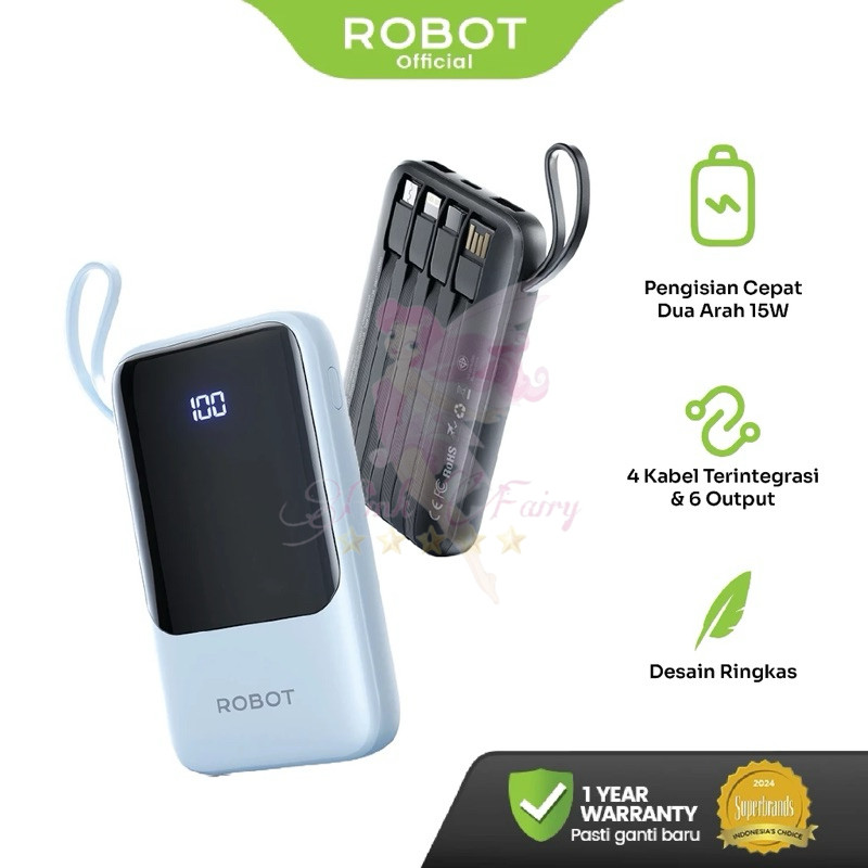 Jual ROBOT RT26 RT18 Powerbank 10000mAh 20000mAh Built-In 4 Cable 6 ...