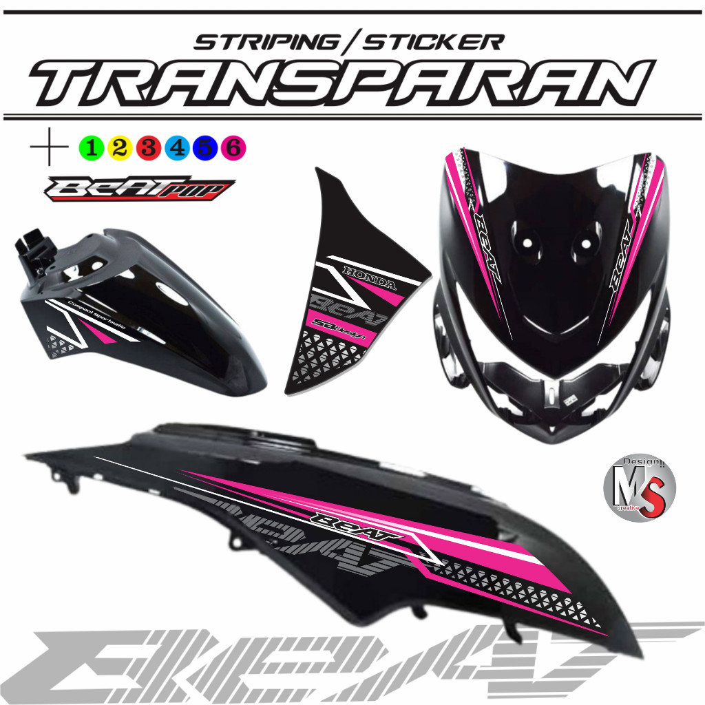 Jual Stiker Bening Transparan Striping Beat POP Motif Desain Racing ...