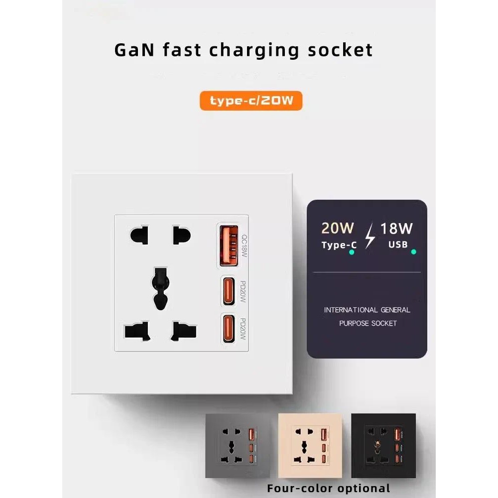 Jual International universal five-hole socket with smart usb dual ...