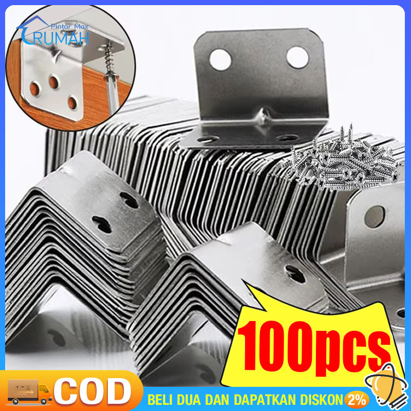 Jual 100PCS Bracket Siku Ambalan L Stainless Plat Siku L/Siku Penyangga ...