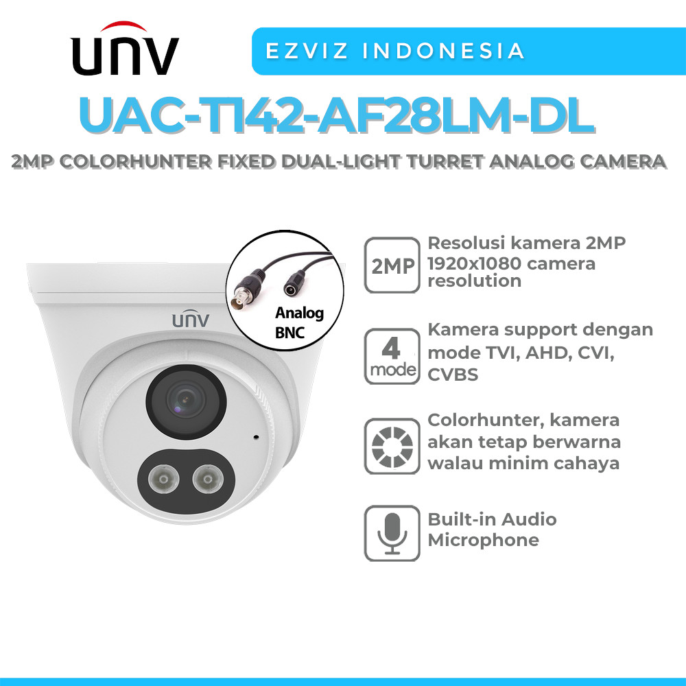 Jual UNV UAC-T142-AF28LM-DL 2MP COLORHUNTER FIXED DUAL-LIGHT TURRET ANALOG CAMERA | Shopee Indonesia