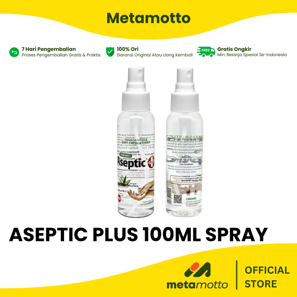 Jual Aseptic Plus Spray 100ml / Hand sanitizer - Metamotto | Shopee ...