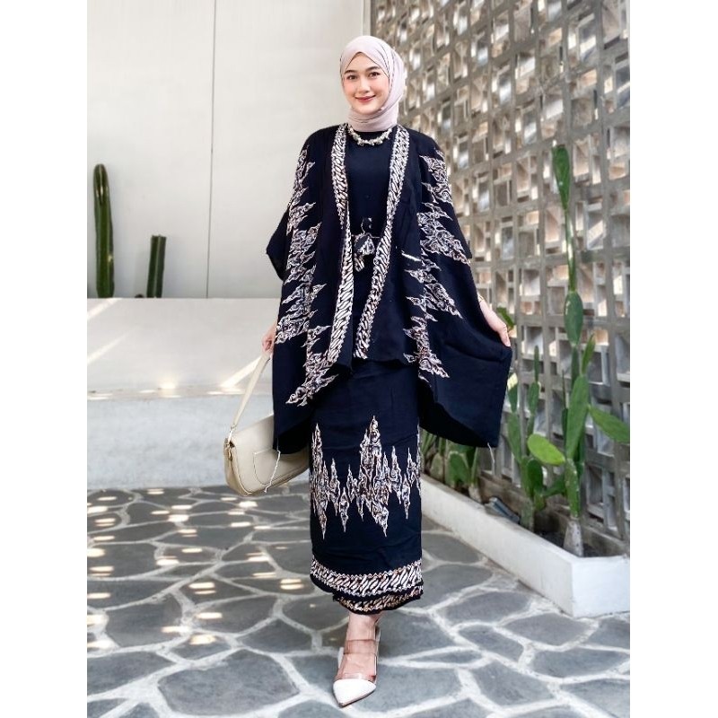 Jual OUTER BATIK OUTFIT KONDANGAN SIMPEL KEKINIAN ONE SET BATIK ROK ...